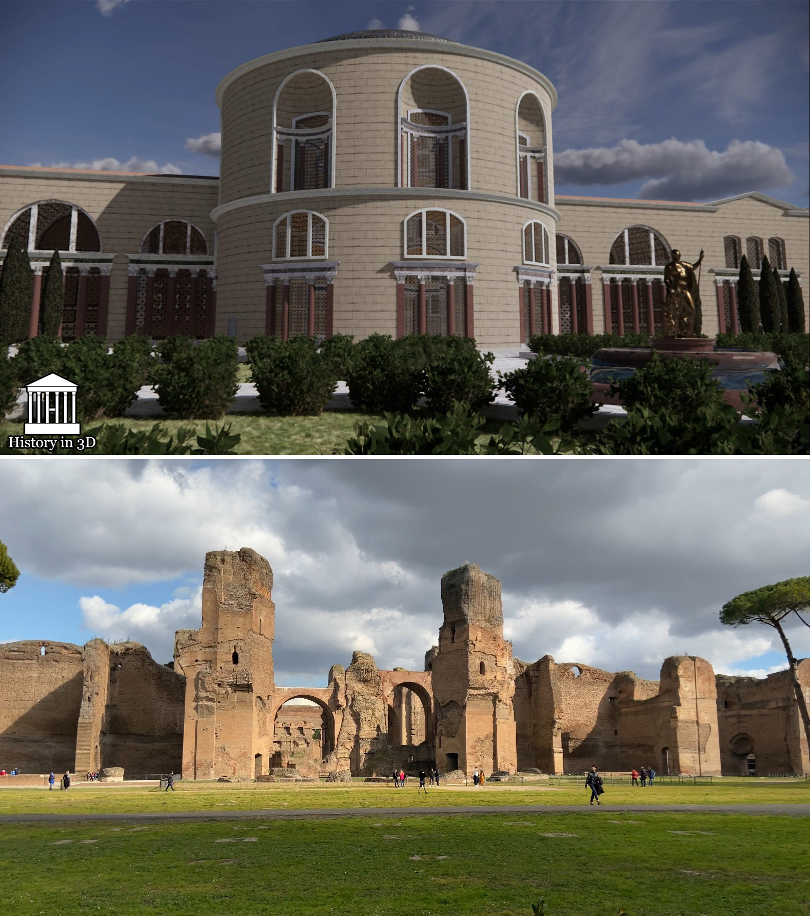 Rome Now and Then Video Footage - History in 3D